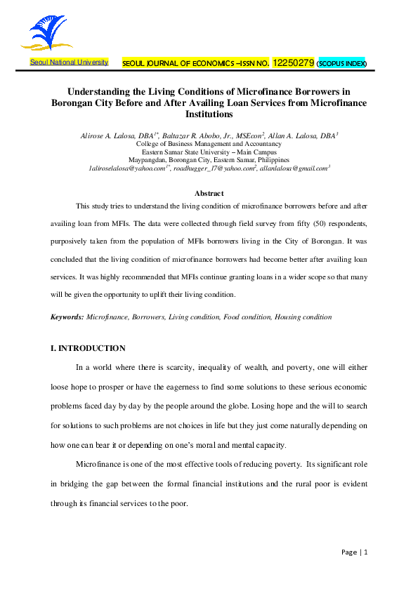 (PDF) Understanding the Living Conditions of Microfinance Borrowers in ...