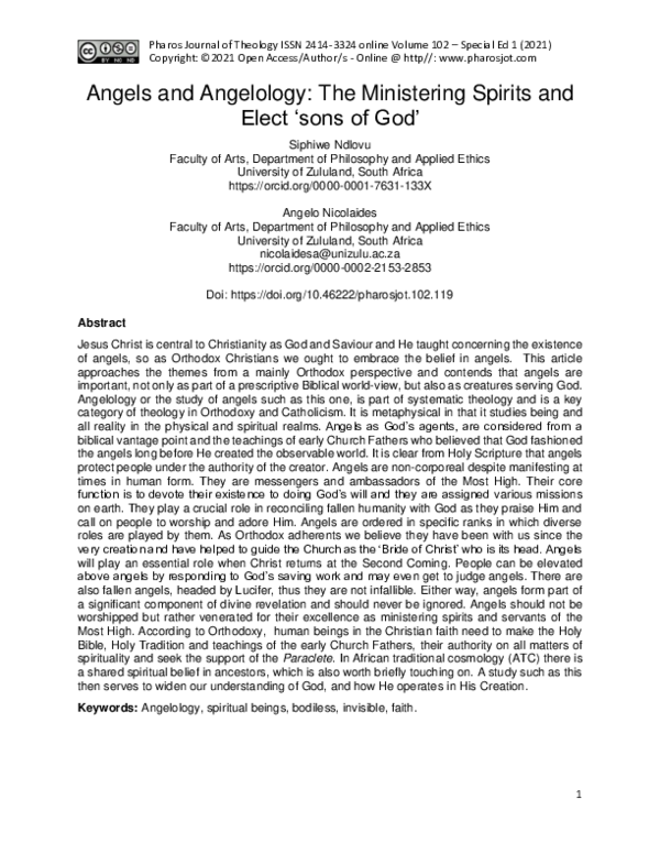 (PDF) Angels and Angelology: The Ministering Spirits and Elect ‘sons of ...