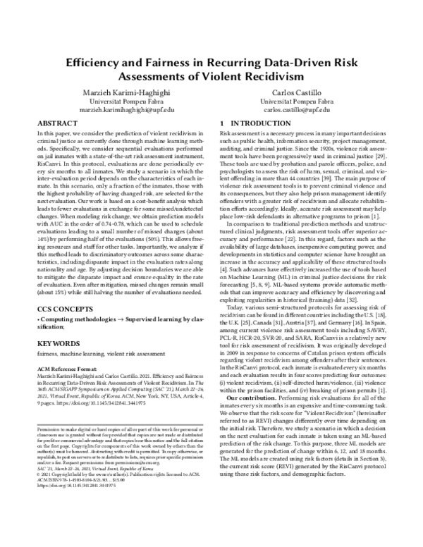 (PDF) Efficiency and fairness in recurring data-driven risk assessments ...