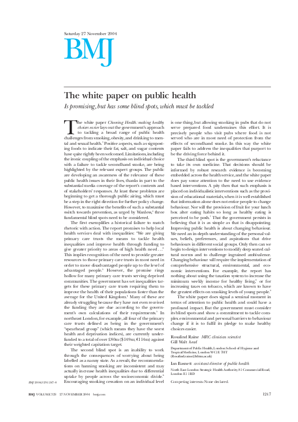 (PDF) The white paper on public health | Ian Basnett - Academia.edu