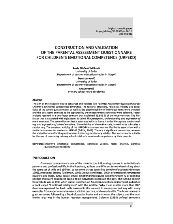 (PDF) Construction and Validation of the Parental Assessment Questionnaire for Children’s ...