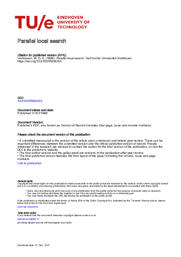 (PDF) Parallel local search | Emile Aarts - Academia.edu