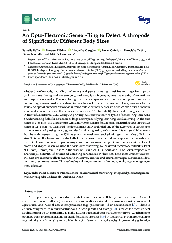 (PDF) An Opto-Electronic Sensor-Ring to Detect Arthropods of ...