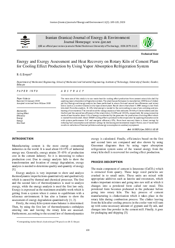 (PDF) Energy and Exergy Assessment and Heat Recovery on Rotary Kiln of ...