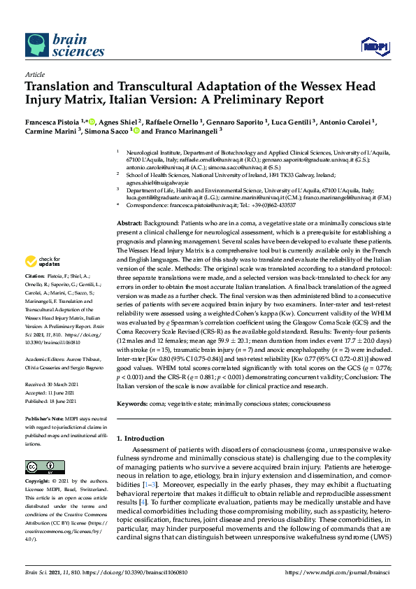 (PDF) Translation and Transcultural Adaptation of the Wessex Head ...