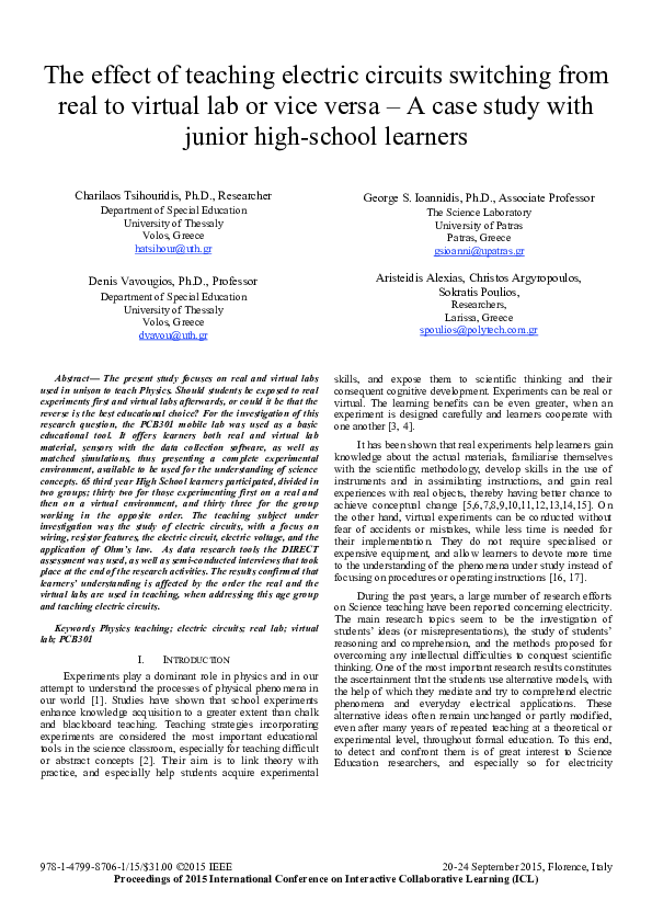(PDF) The effect of teaching electric circuits switching from real to ...