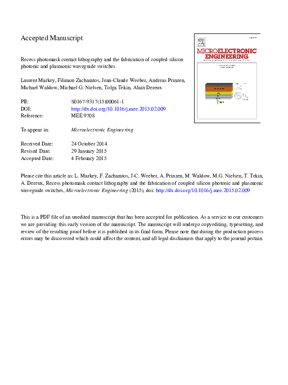 (PDF) Recess Photomask Contact Lithography and the fabrication of ...