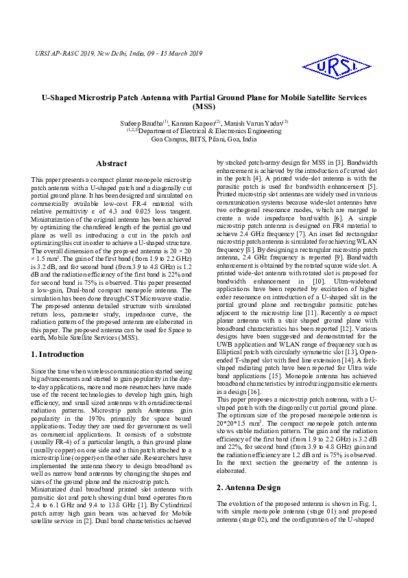 (PDF) U-Shaped Microstrip Patch Antenna with Partial Ground Plane for ...