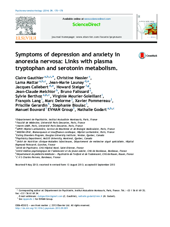 (PDF) Symptoms of depression and anxiety in anorexia nervosa: Links ...
