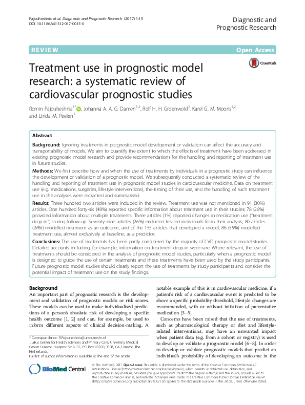 (PDF) Treatment use in prognostic model research: a systematic review ...