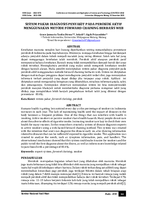 (PDF) Sistem Pakar Diagnosis Penyakit Pada Perokok Aktif Menggunakan ...