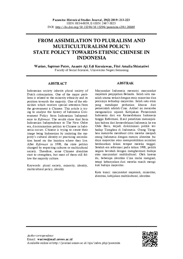 (PDF) From Assimilation to Pluralism and Multiculturalism Policy:State ...