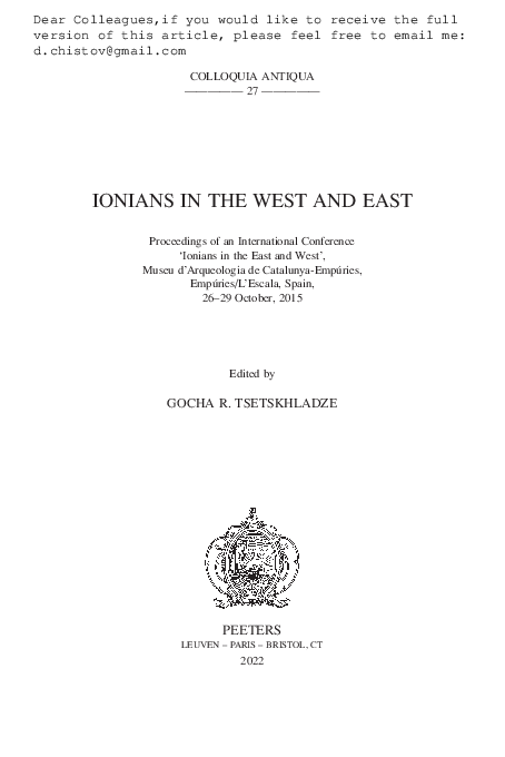 (PDF) The Berezan Island site: from an early outpost towards an Archaic ...