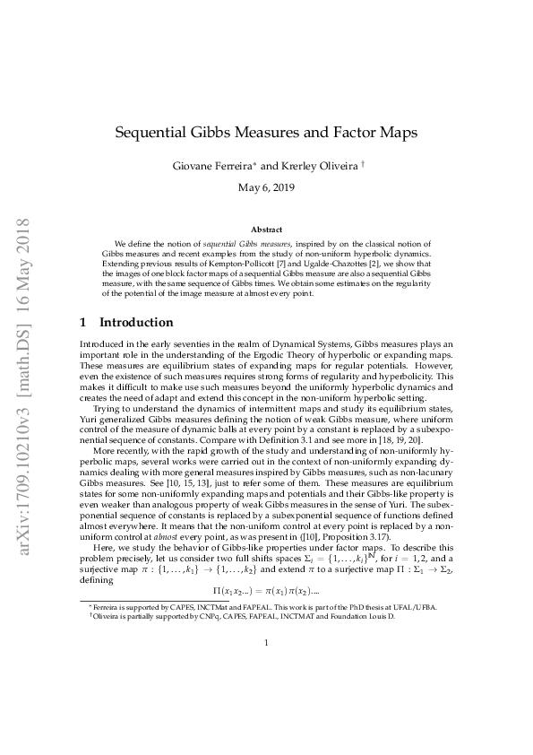 (PDF) Sequential Gibbs Measures and Factor Maps