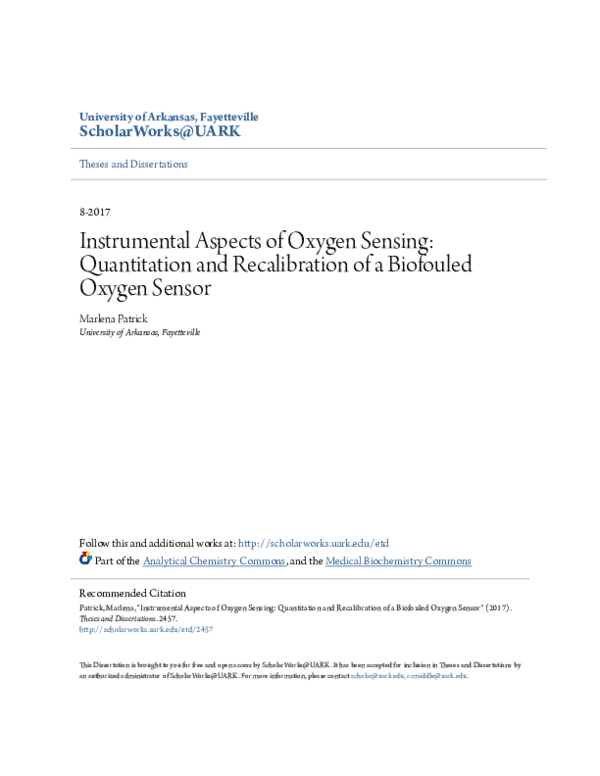 (PDF) Instrumental Aspects of Oxygen Sensing: Quantitation and ...