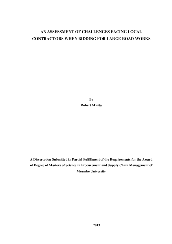 (PDF) An assessment of challenges facing local Contractors when bidding ...