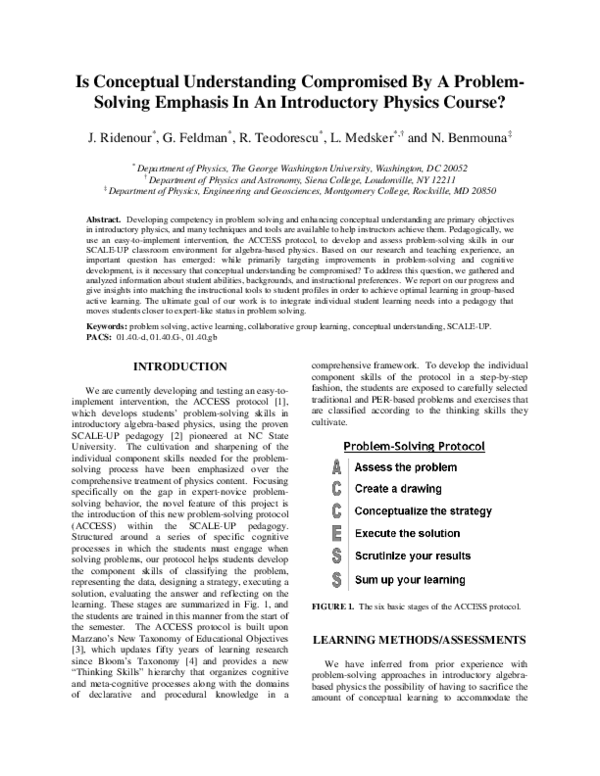 (PDF) Is conceptual understanding compromised by a problem-solving emphasis in an introductory ...