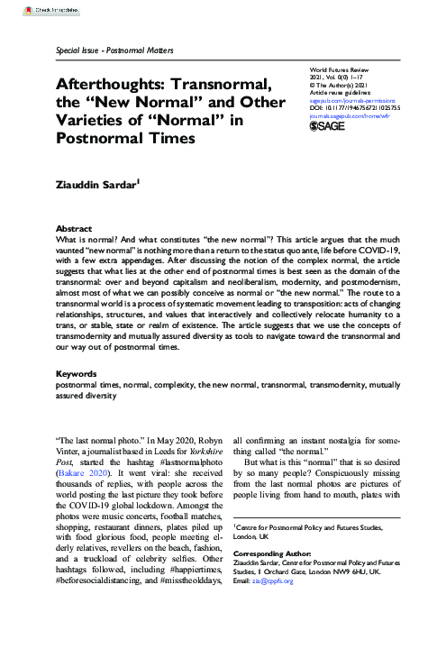 (PDF) Afterthoughts: Transnormal, the “New Normal” and Other Varieties ...