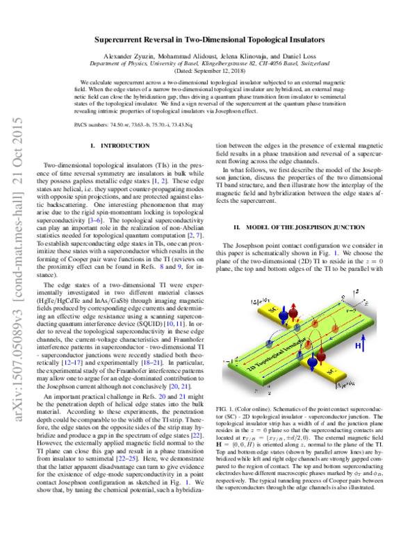 (PDF) Supercurrent reversal in two-dimensional topological insulators