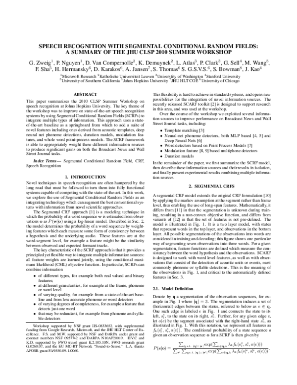 (PDF) Speech recognitionwith segmental conditional random fields: A summary of the JHU CLSP 2010 ...