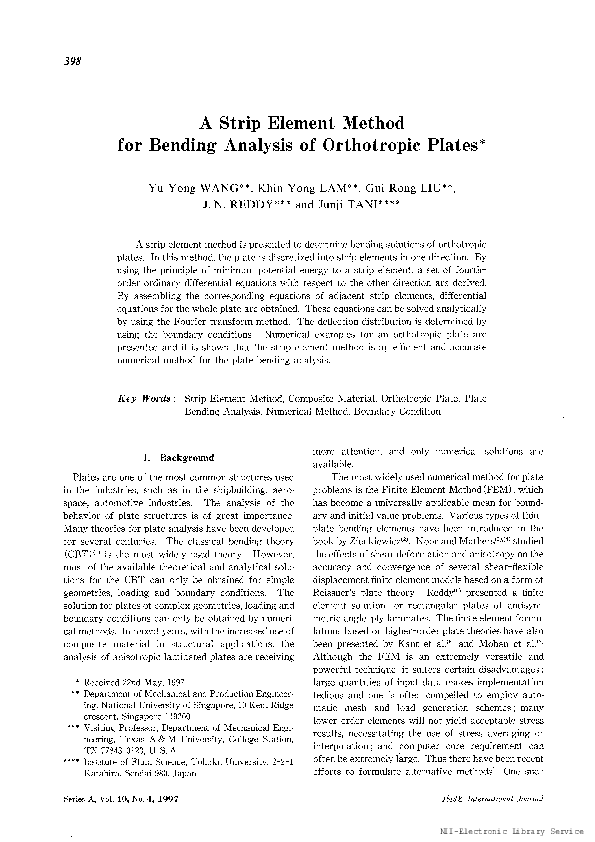 (PDF) A Strip Element Method for Bending Analysis of Orthotropic Plates