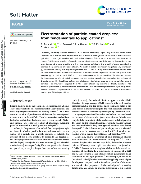 (PDF) Electrorotation of particle-coated droplets: from fundamentals to applications