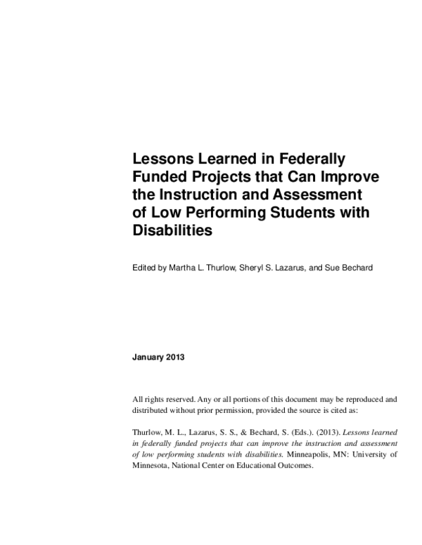 (PDF) Consortium for modified alternate assessment development and implementation: Lessons learned