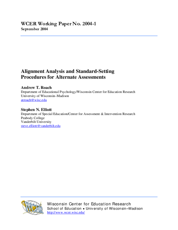 (PDF) Alignment Analysis and Standard-Setting Procedures for Alternate Assessments