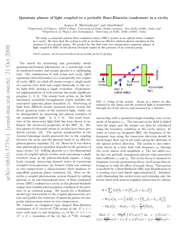 (PDF) Quantum phases of light coupled to a periodic Bose-Einstein condensate in a cavity ...