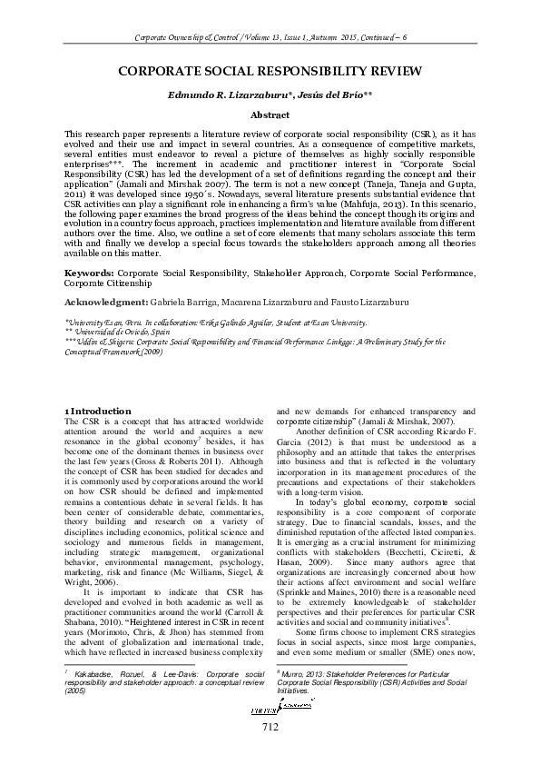 (PDF) Corporate Social Responsibility Review