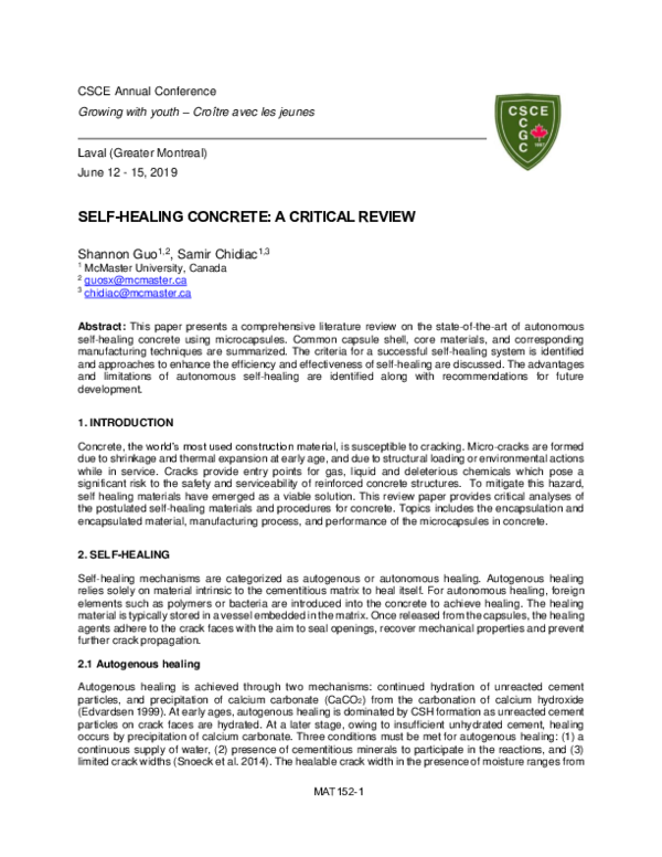 (PDF) Self-Healing Concrete: A Critical Review