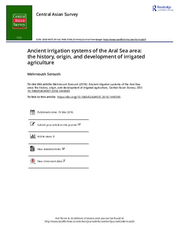(PDF) Ancient irrigation systems of the Aral Sea area: the history ...