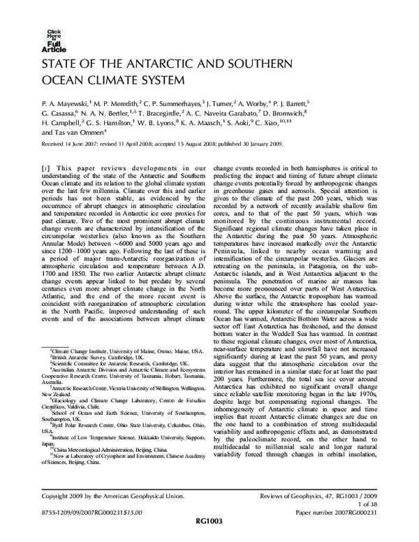 (PDF) State of the antarctic and southern ocean climate system