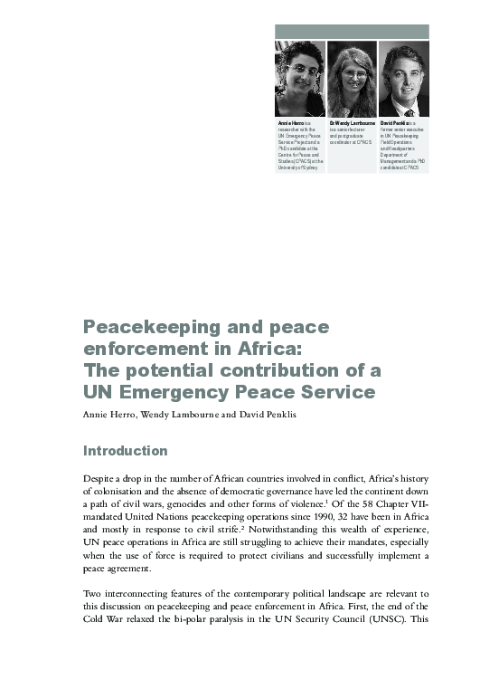 (PDF) Peacekeeping and peace enforcement in Africa: The potential ...