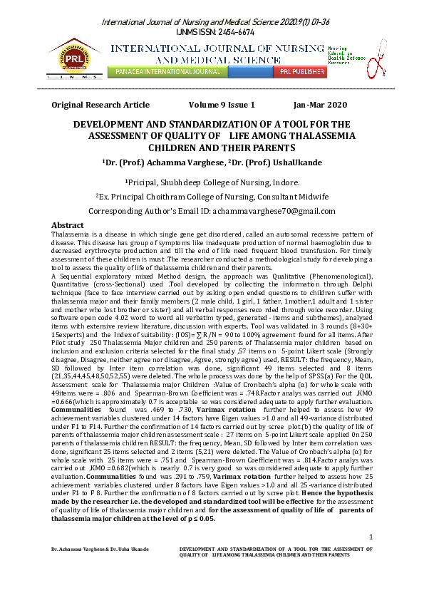 (PDF) Development and Standardization of a Tool for the Assessment of ...