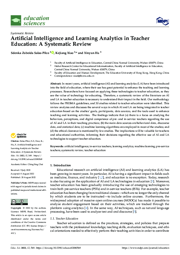 (PDF) Artificial Intelligence and Learning Analytics in Teacher ...