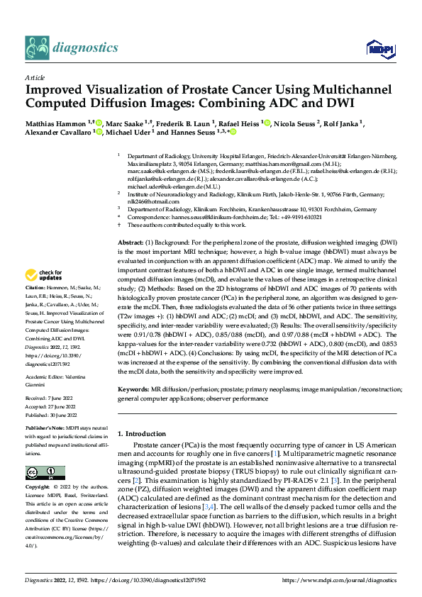 (PDF) Improved Visualization of Prostate Cancer Using Multichannel Computed Diffusion Images ...