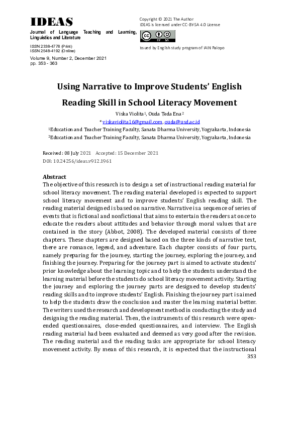 (PDF) Using Narrative to Improve Students’ English Reading Skill in ...