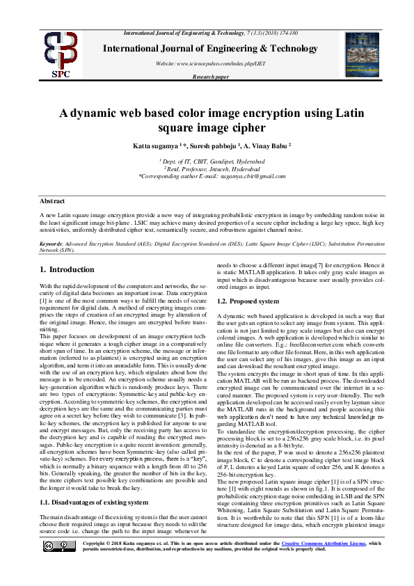 (PDF) A dynamic web based color image encryption using Latin square ...