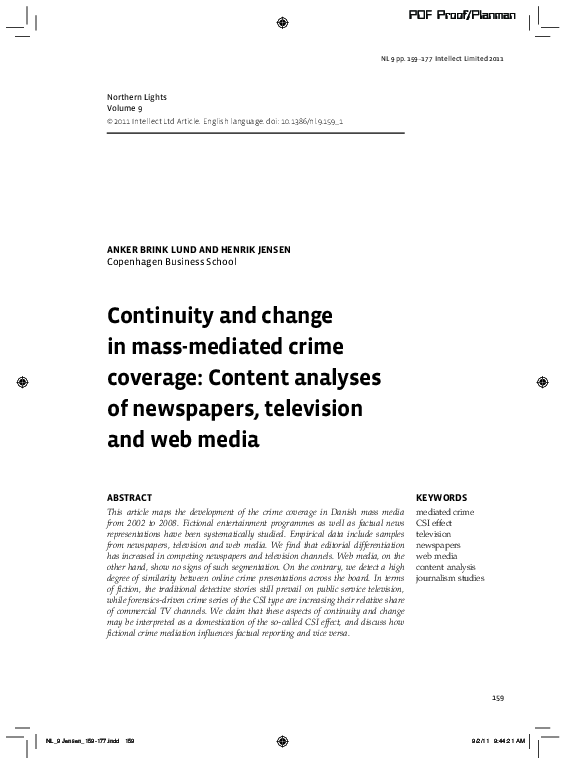 (PDF) Continuity and change in mass-mediated crime coverage: Content ...