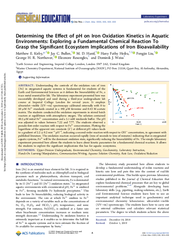 (PDF) Determining the Effect of pH on Iron Oxidation Kinetics in ...