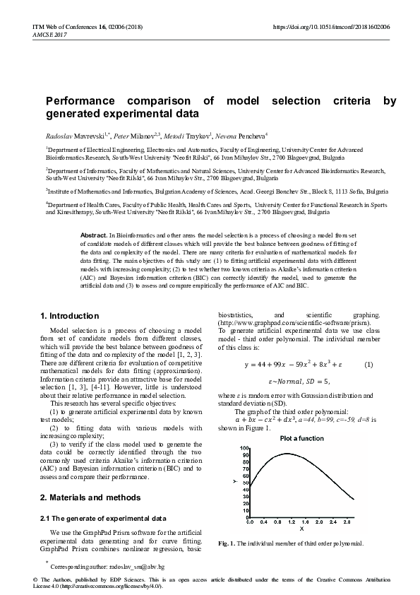 Pdf Performance Comparison Of Model Selection Criteria By Generated