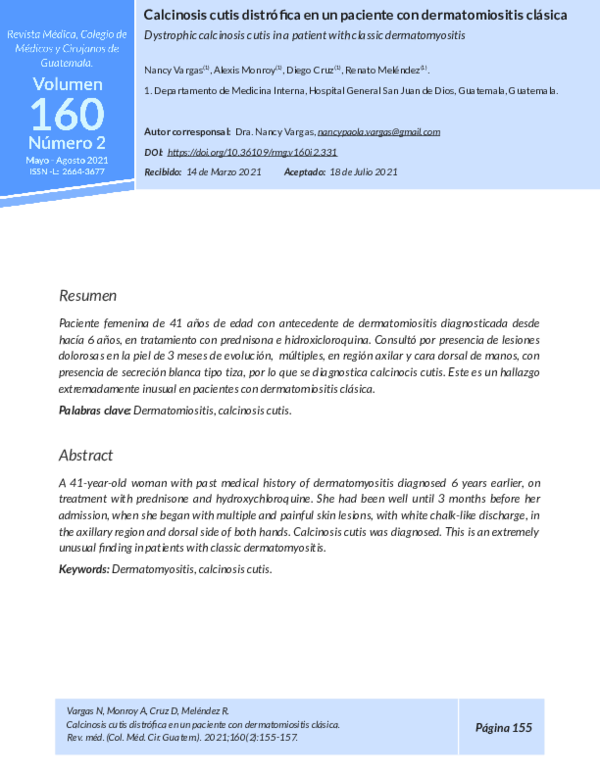 (PDF) Calcinosis cutis distrófica en un paciente con dermatomiositis ...