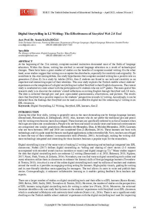 (PDF) Digital Storytelling in L2 Writing the Effectiveness of Storybird ...