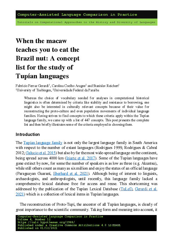 (PDF) When the macaw teaches you to eat the Brazil nut: A concept list ...