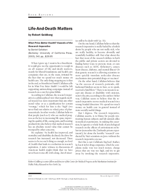 (PDF) Life and death matters