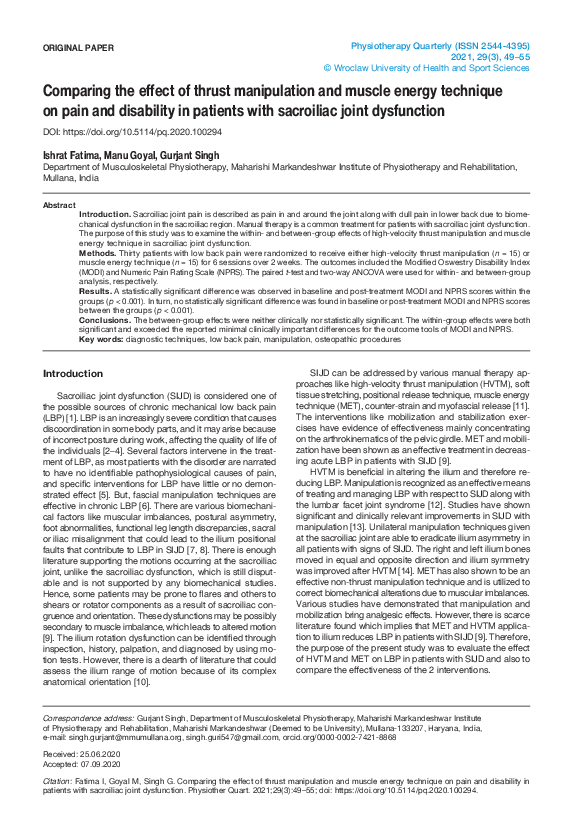 (PDF) Comparing the effect of thrust manipulation and muscle energy ...