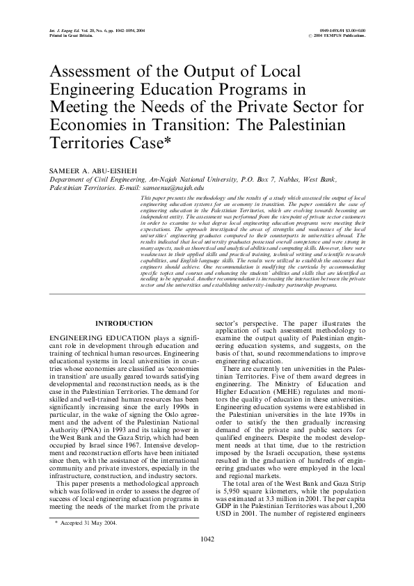 (PDF) Assessment of the Output of Local Engineering Education
