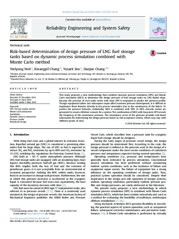 (PDF) Risk-based determination of design pressure of LNG fuel storage tanks based on dynamic ...