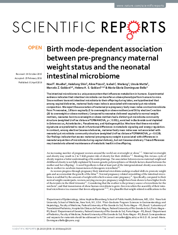 (PDF) Birth mode-dependent association between pre-pregnancy maternal ...